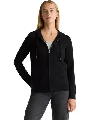 Quince Mongolian Cashmere Full-Zip Hoodie Jacket Black