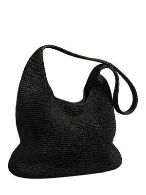 Quince Hand Crochet Hobo Shoulder Bag Black
