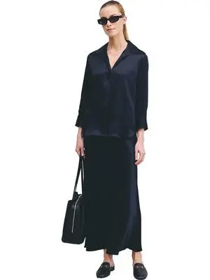 Quince Washable Silk Maxi Skirt - Black