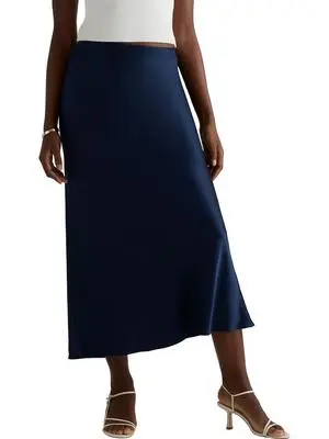 Quince Washable Silk Maxi Skirt - Navy
