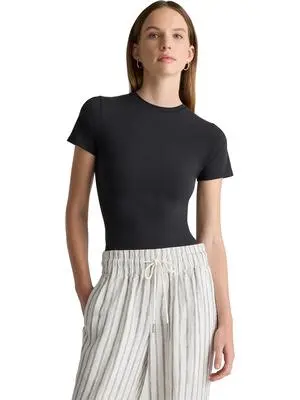 Quince Stretch Cotton Jersey Fitted T-Shirt Black