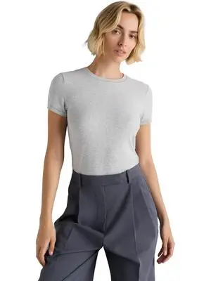 Quince Stretch Cotton Jersey Fitted T-shirt - Heather Grey