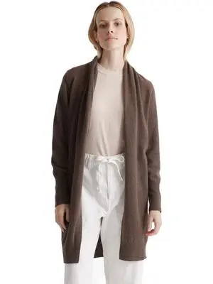 Quince Mongolian Cashmere Duster Cardigan Sweater Brown