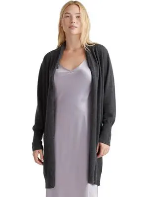 Quince Mongolian Cashmere Duster Cardigan Sweater Charcoal