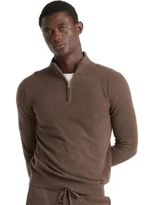 Quince Mongolian Cashmere Quarter Zip Sweater - Brown