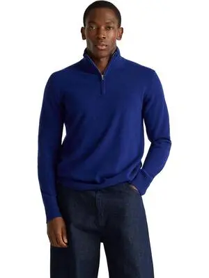 Quince Cashmere Quarter Zip Sweater Deep Ocean