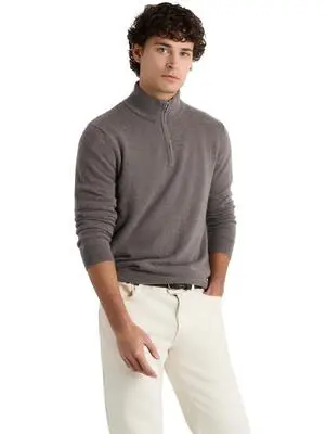 Quince Cashmere Quarter Zip Sweater Elk Brown