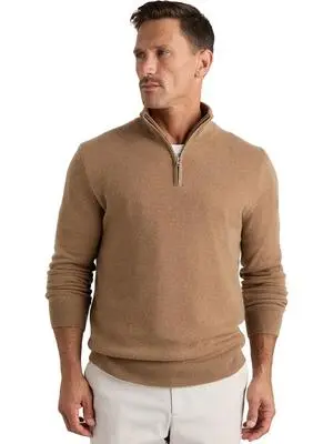 Quince Mongolian Cashmere Quarter Zip Sweater - Teak