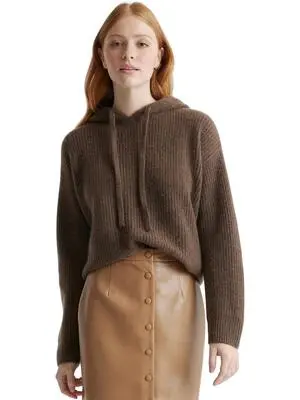 Quince Mongolian Cashmere Fisherman Crewneck Sweater - Brown