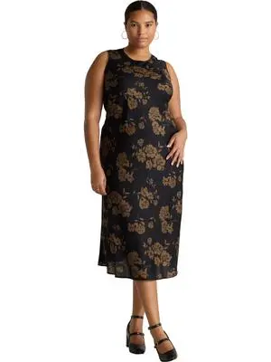 Quince Washable Stretch Silk Tank Top Midi Dress Caper Eclipse