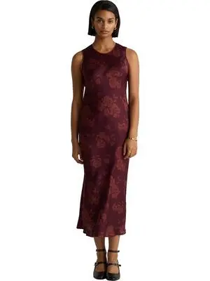 Quince Washable Stretch Silk Tank Top Midi Dress Ruby Noir