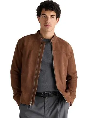 Quince QUINCE Suede Café Racer Jacket Java Brown