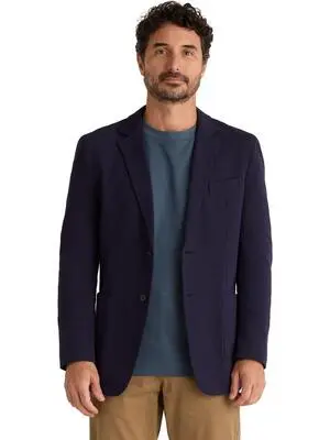 Quince Cotton Pique Knit Blazer Navy