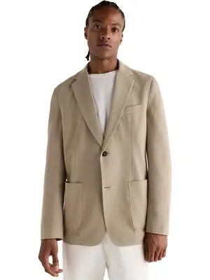 Quince QUINCE Cotton Pique Knit Blazer Sand Dune