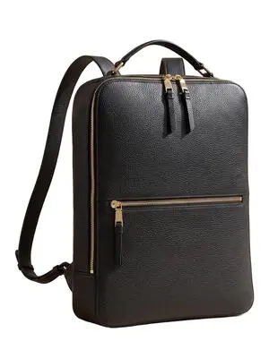 Quince Quince Marlow Italian Leather Laptop Backpack Black