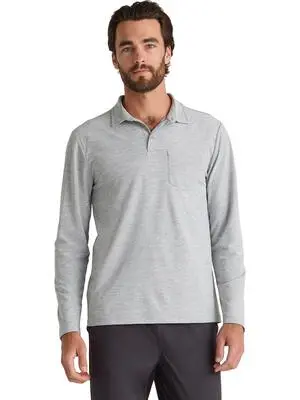 Quince Propique Performance Long Sleeve Polo - Light Grey