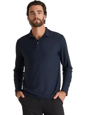 Quince Propique Performance Long Sleeve Polo - Navy