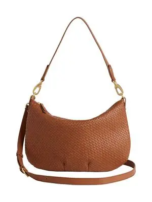 Quince Sloane Handwoven Shoulder Bag Cognac