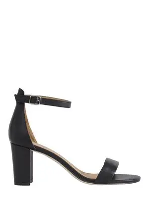 Quince Italian Leather 65mm Block Heel With Ankle Strap - Black