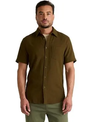 Quince Stretch Selvage Short Sleeve Shirt - Olive