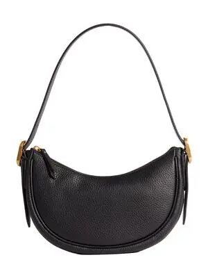 Quince Italian Leather Mini Crescent Shoulder Bag - Black