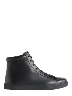 Quince Italian Leather High Top Sneakers Black