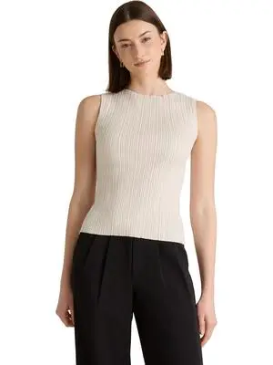 Quince Cotton Cashmere Ribbed Tank Top Heather Bone