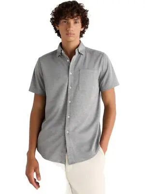 Quince Commuter Stretch Pique Short Sleeve Button-down - Heather Grey
