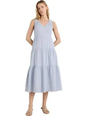 Quince Gauze Tiered Maxi Dress - Blue Gingham