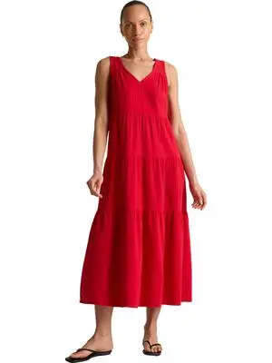 Quince Gauze Tiered Maxi Dress - Wild Cherry