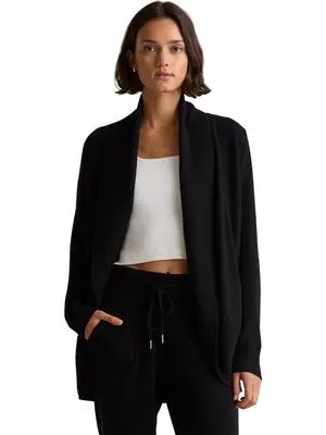 Quince Mongolian Cashmere Open Cardigan Sweater Black
