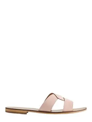 Quince Italian Leather Cutout Slide Sandals - Shell Pink