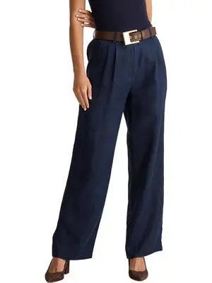 Quince 100% European Linen Pleated Trouser - Deep Navy
