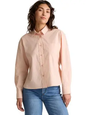 Quince Organic Cotton Poplin Cropped Long Sleeve Shirt - Ballet Slipper
