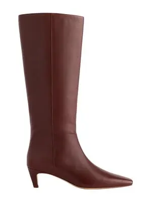 Quince Italian Leather Tall Kitten Heel Boots - Merlot