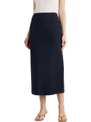 Quince Ultra-stretch Ponte Maxi Pencil Skirt - Navy