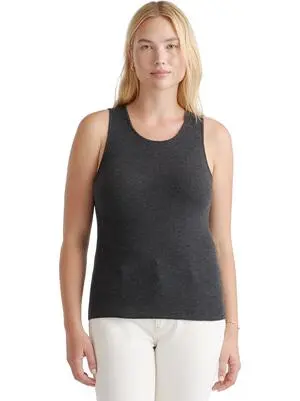 Quince Featherweight Cashmere Ribbed Tank Top - Charcoal