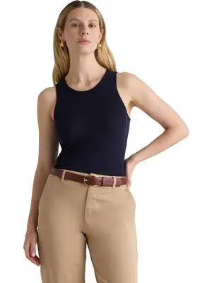 Quince Featherweight Cashmere Ribbed Tank Top Deep Navy