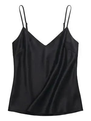 Quince Washable Silk Stretch V-neck Cami Top - Black