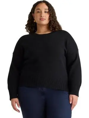Quince Organic Cotton Boyfriend Crewneck Sweater - Black