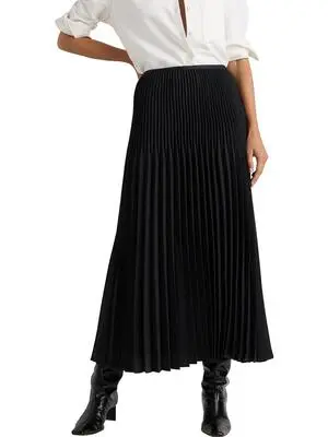 Quince Pleated Matte Midi Skirt - True Black