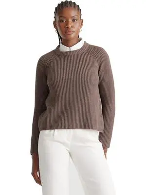 Quince Fisherman Crew Sweater - Heather Brown