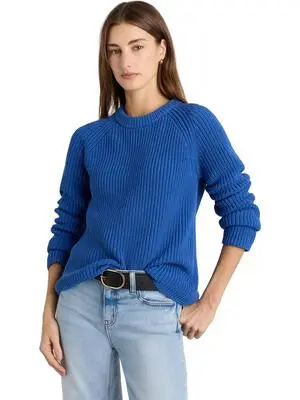 Quince QUINCE Fisherman Crew Neck Sweater Sapphire Blue