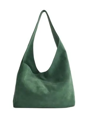 Quince Italian Suede Slouchy Shoulder Bag - Basilico