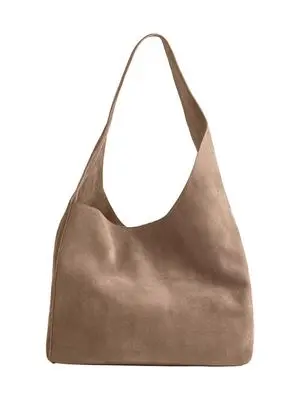 Quince Esme Suede Shoulder Bag - Pebble