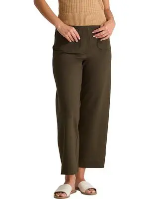 Quince Ultra-stretch Ponte Cropped Wide Leg Pants - Olive