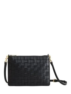 Quince Italian Leather Handwoven Convertible Crossbody - Black