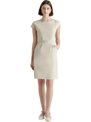 Quince Ultra-stretch Ponte Cap Sleeve Dress - Ecru