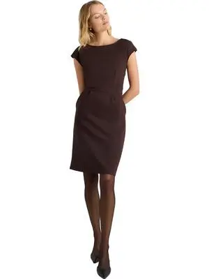 Quince Ultra-stretch Ponte Cap Sleeve Dress - Espresso