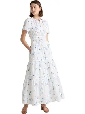 Quince Poplin Tiered Maxi Dress - Romantic Stems